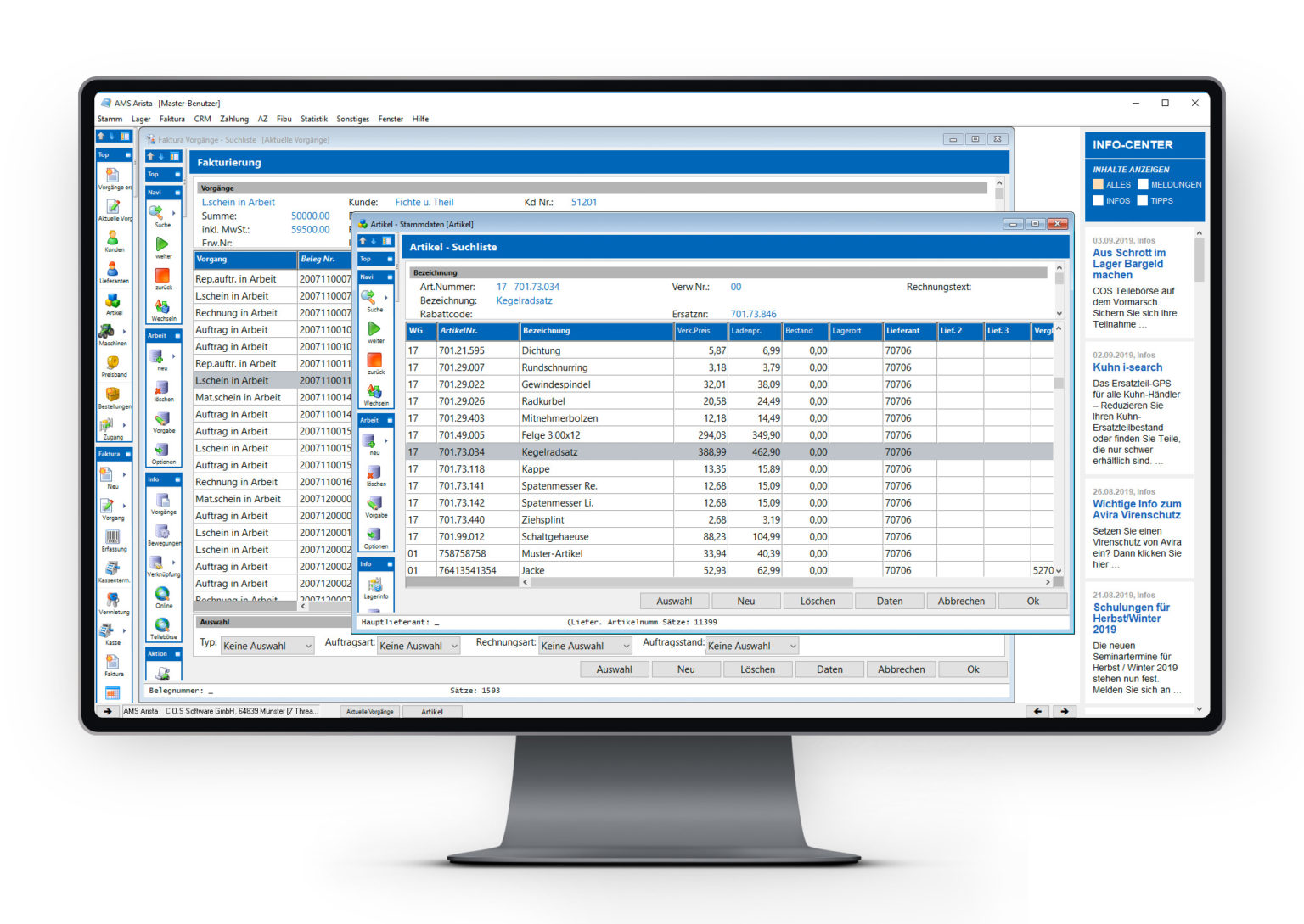 C.O.S. Software GmbH » Warenwirtschaft Arista - Die Branchensoftware